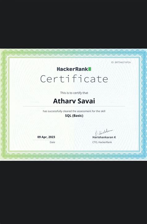 Atharv Savai On Linkedin Hackerrank Sql Happycoding Skills Sql Opportunity Share