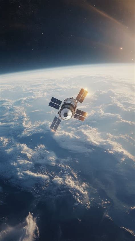Exploration In Motion As A Satellite Orbits Earth Under A Radiant Sunlit Sky Generative Ai