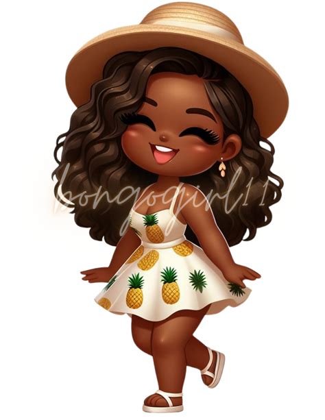 Pineapple Sunhat Collection Chibi Doll Png Chibi Doll Art Chibi Doll African American Chibi