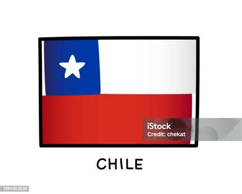 칠레 국기 화려한 칠레 국기 로고 파란색 흰색 및 빨간색 브러시 스트로크 손으로 그립니다 검은 윤곽선 벡터 일러스트 레이 션 기에 대한 스톡 벡터 아트 및 기타 이미지