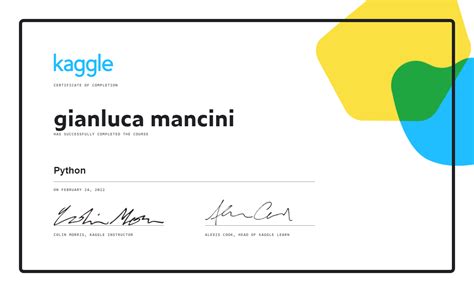Gianluca Mancini Completed The Python Course On Kaggle
