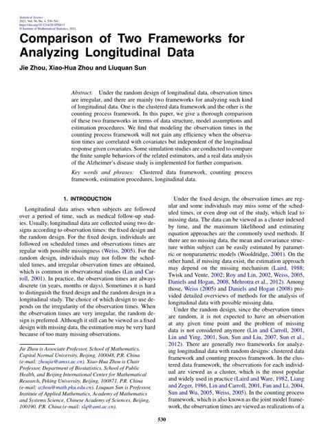 pdf comparison of two frameworks for analyzing longitudinal data