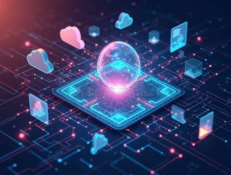 Digital Transformation Sphere Connecting Cloud Computing Big Data And Ai On Circuit Board