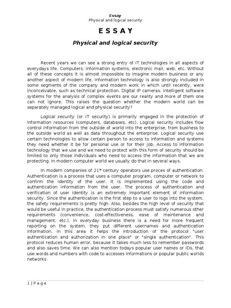 Physical And Logical Security Pdf Authentication Physical Security