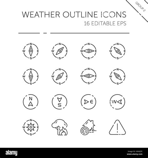 Weather And Meteorology Thin Line Icon Set Compass And Natural