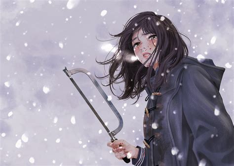 Anime Girl With Brown Hair And Brown Eyes Crying