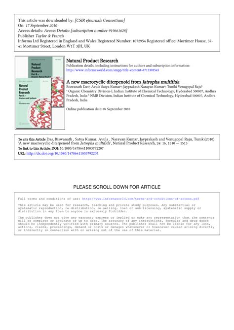 Pdf New Bioactive Macrocyclic Diterpenoids From Jatropha Multifida
