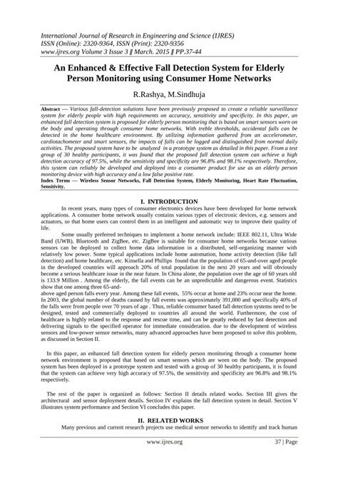 Pdf An Enhanced And Effective Fall Detection System For Elderly Person