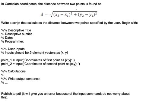 Solved In Cartesian Coordinates The Distance Between Two Chegg
