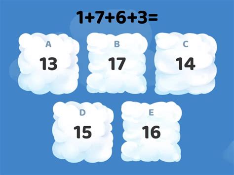 1 Digit Plus 1 Digit Plus 1 Digit Plus 1 Digit 1 Digit 4 Numbers Quiz