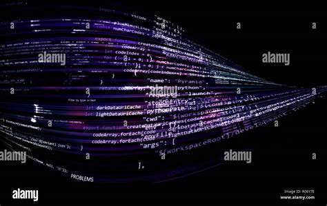 3d rendering abstract code in the virtual space the computer code is