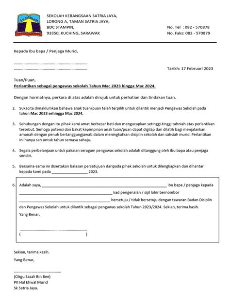 Surat Perlantikan Pengawas Sekolah Terkini 2023 Pdf