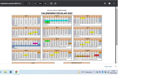 Calendário Escolar 2022