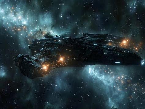 Nebulae Spacecrafts And Abstract Planets In A Galactic Exploration Premium Ai Generated Image