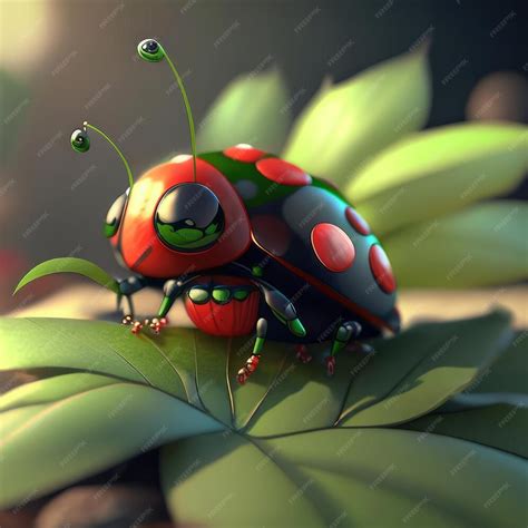 Premium Ai Image Cute Cartoon Lady Bug Ai Generated