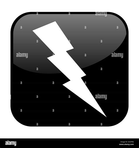 Button With Black Color And White Icon Showing Flash Lightning Stock