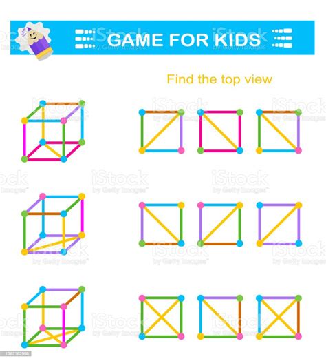 Logical Puzzle Game Need To Find Correct Top View Stock Illustration Download Image Now Istock