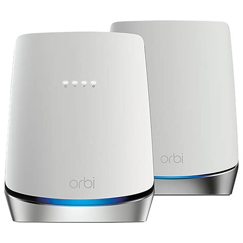 NETGEAR Orbi Tri Band Wi Fi System With Built In Cable Modem Router And Satellite In White