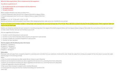 Write The Code Using Functions This Is A Requirement