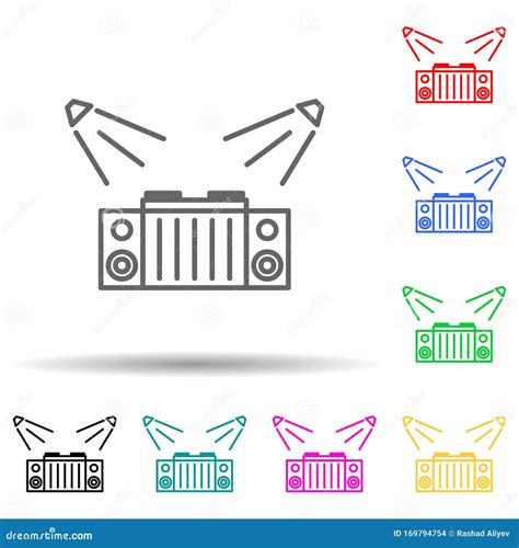 Dj Table Multi Color Style Icon Simple Thin Line Outline Vector Of Spotlight Stage Icons For