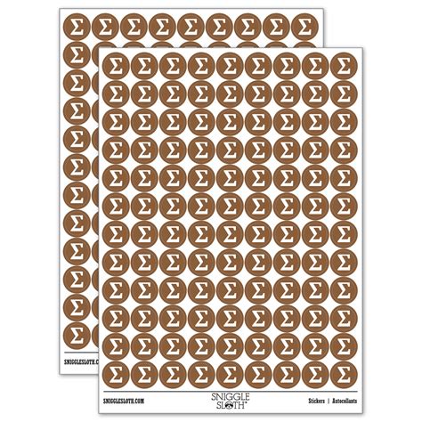 Summation Sigma Sum Math Symbol 200 Round Stickers Brown Matte
