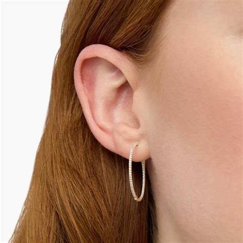 Inside Out Lab Grown Diamond Round Hoops 1 Inch Diameter In 14k Yellow