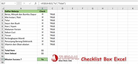 Cara Membuat Checklist Box Di Excel Ala Master M Jurnal