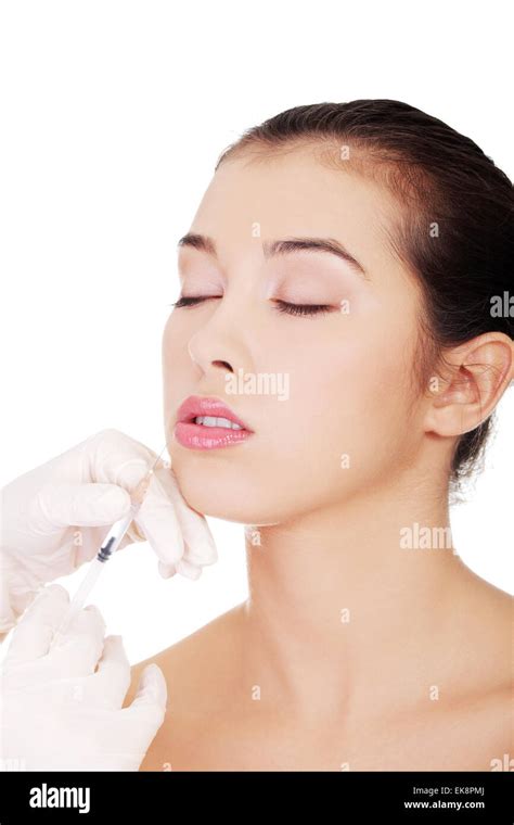 Cosmetic Botox Injection In The Female Face Stock Photo Alamy