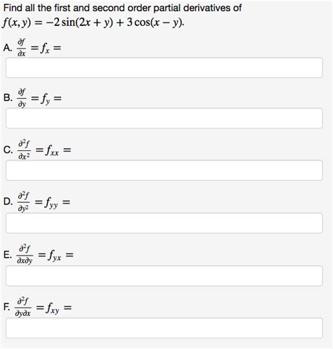 Solved Find all the first and second order partial | Chegg.com
