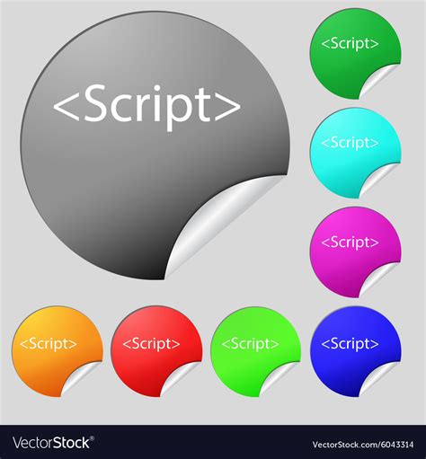 Script Sign Icon Javascript Code Symbol Set Vector Image