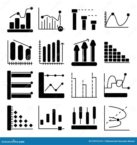 Pack Of Polyline Chart Glyph Icons Stock Vector Illustration Of Chart Analytics 218151216