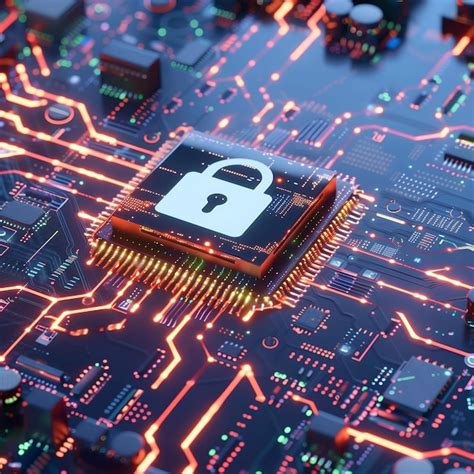 lock with circuit pathways data security cybersecurity cyber defense concept premium ai