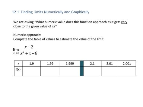 PPT Finding Limits Numerically And Graphically PowerPoint Presentation ID