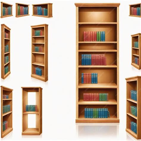 Bookcase Cartoon Vector Set White Background Isolated Premium Ai