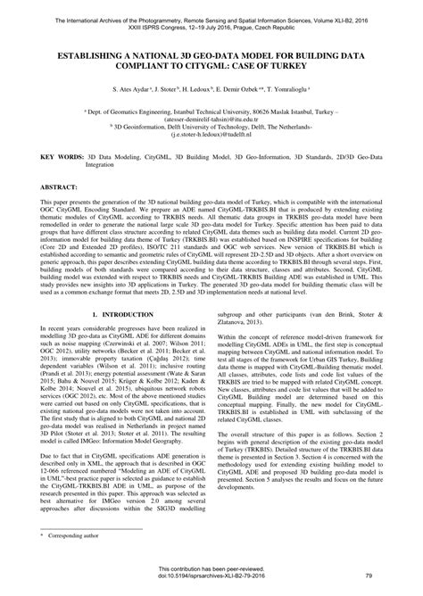 PDF ESTABLISHING A NATIONAL D GEO DATA MODEL FOR BUILDING DATA COMPLIANT TO CITYGML CASE OF