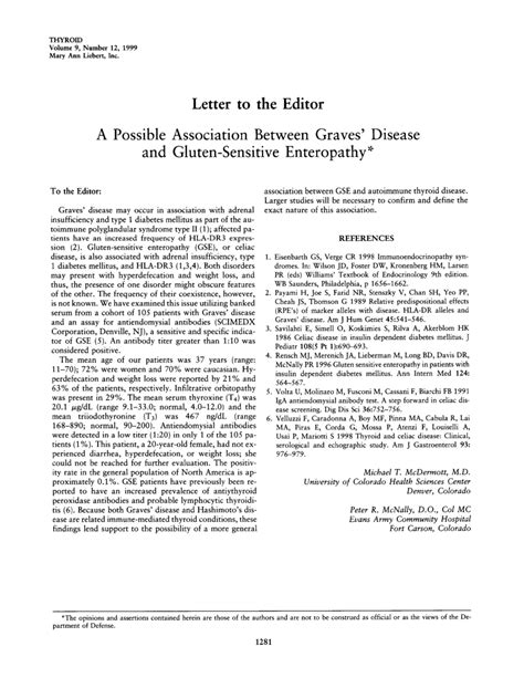 Pdf A Possible Association Between Graves Disease And Gluten