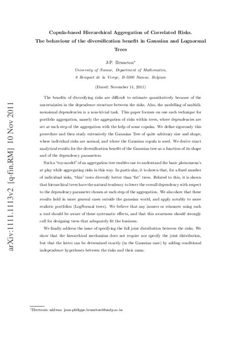 pdf copula based hierarchical aggregation of correlated risks the