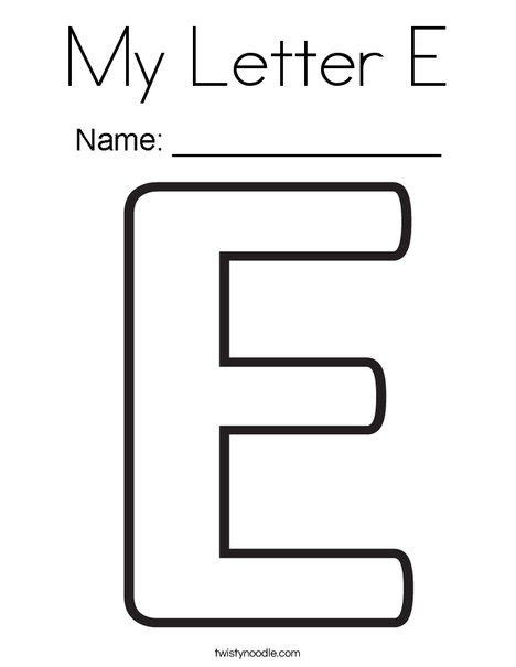 My Letter E Coloring Page Twisty Noodle
