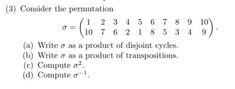 Solved Consider The Permutation Chegg
