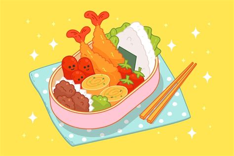 귀여운 도시락 상자 그림 무료 벡터