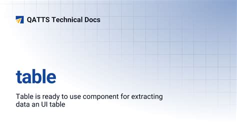 Table Qatts Technical Docs