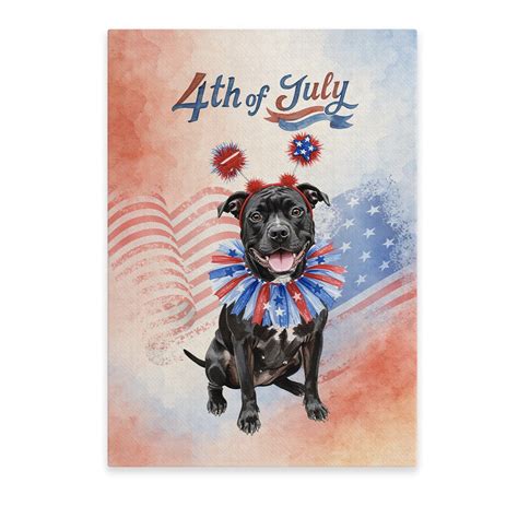 4th Of July Pitbull Celebrates Independence Day Vertical Matte Canvas