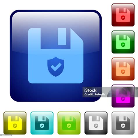 Protected File Color Square Buttons Stock Illustration Download Image