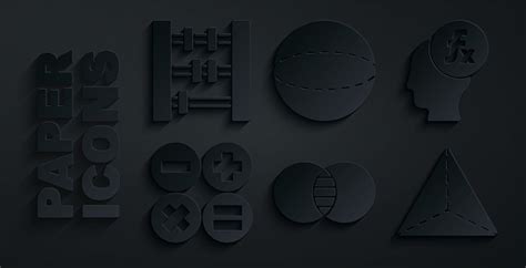 세트 수학세트 A와 B 함수 수학적 기호 계산기 기하학적 그림 테트라헤드론 구체 및 아바쿠스 아이콘을 설정합니다 벡터 0명에