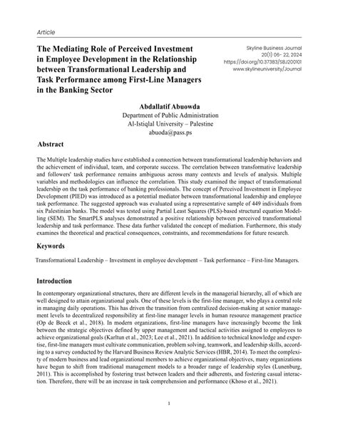 Pdf The Mediating Role Of Perceived Investment In Employee