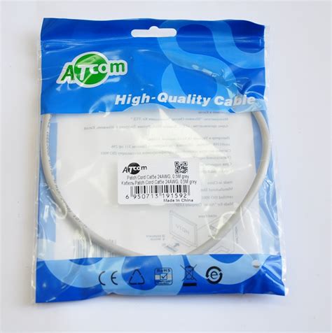 Патч корд литой Utp Rj45 Cat 5e 0 5m Atcom серый Atcom Ua