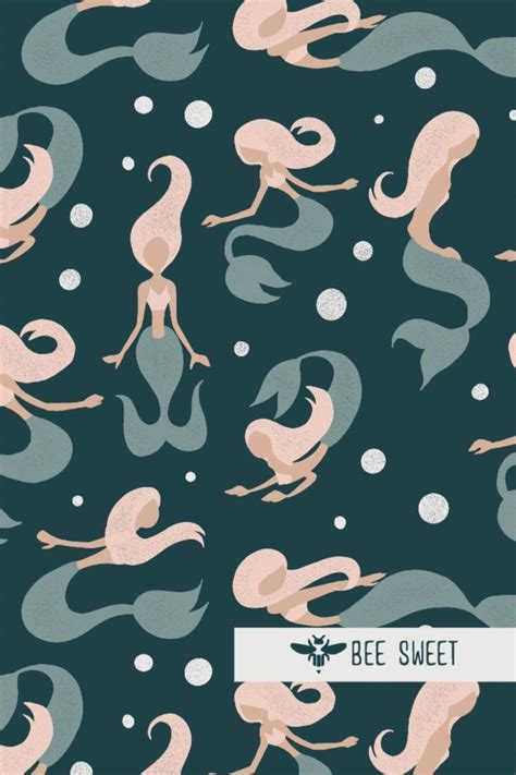 Mermaid Pattern Mermaid Illustration Mermaid Pattern Mermaid Print