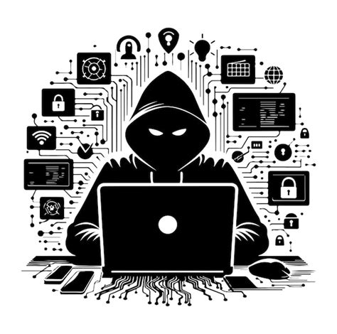 Computer Hacker Silhouette Vector Illustration Premium Ai Generated Vector