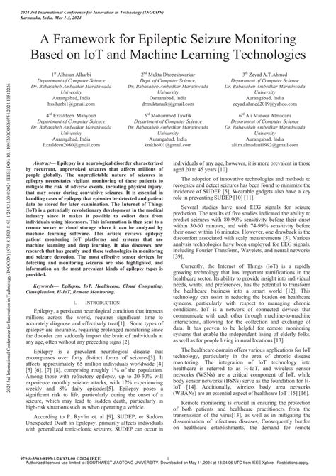 Pdf A Framework For Epileptic Seizure Monitoring Based On Iot And Machine Learning Technologies