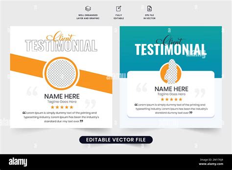 Client Testimonial Social Media Post Design With Creative Shapes For